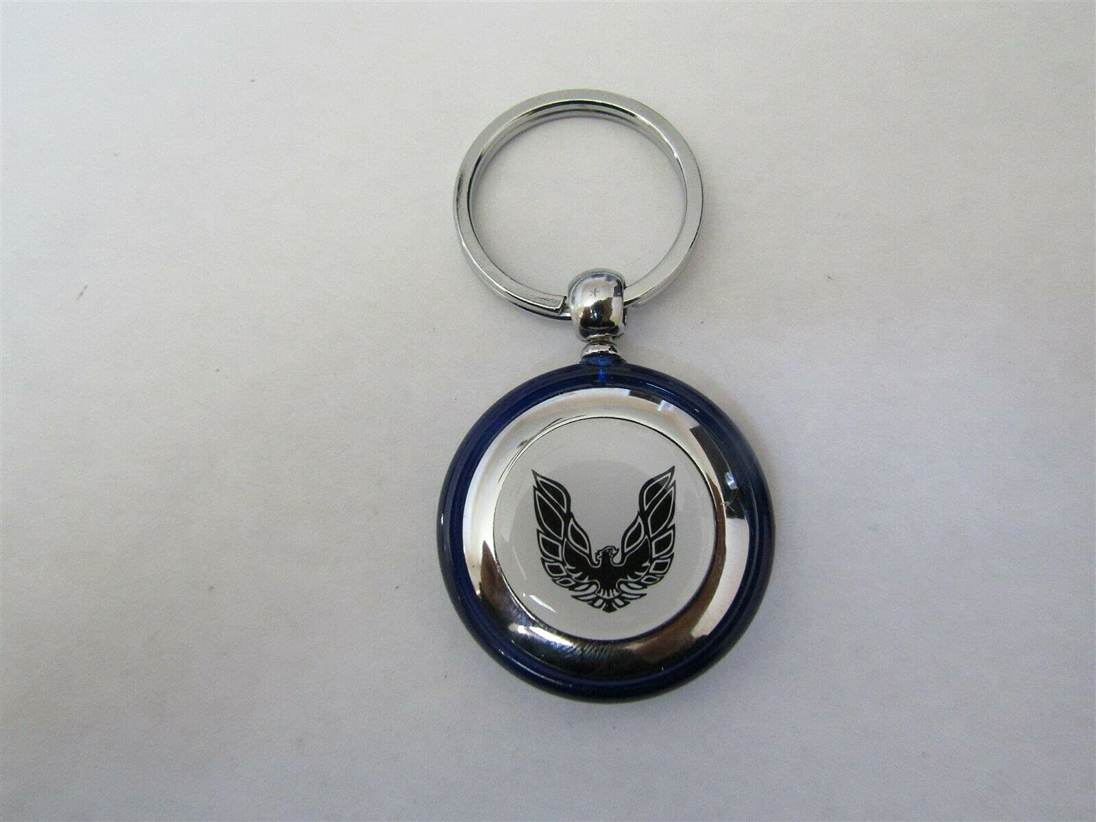 FIREBIRD OR TRANS-AM BLACK BIRD LOGO ROUND PLASTIC KEYCHAIN - BLUE