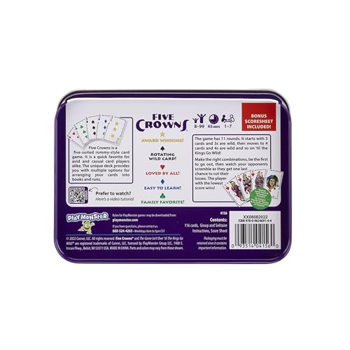 Five Crowns Collectible Tin β Rummy-style Card Games β Game Night Favorite For Adults, Families, and Kids β For Ages 8 and Up