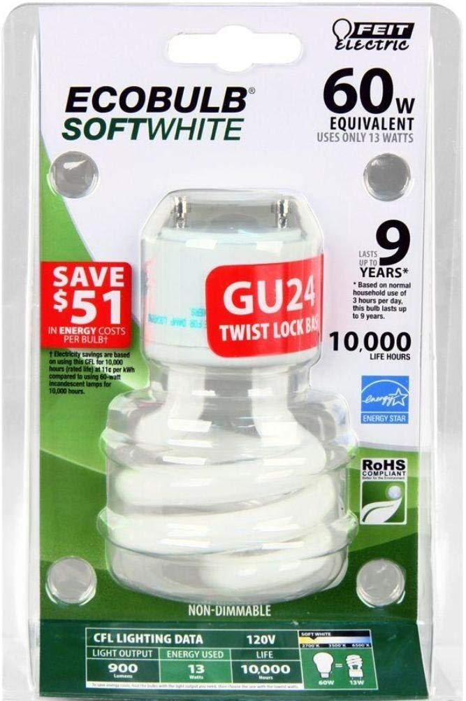 Feit BPESL13T/GU24/D 13-watt Mini Twist Daylight GU24 Base 60-watt Equivalent Light