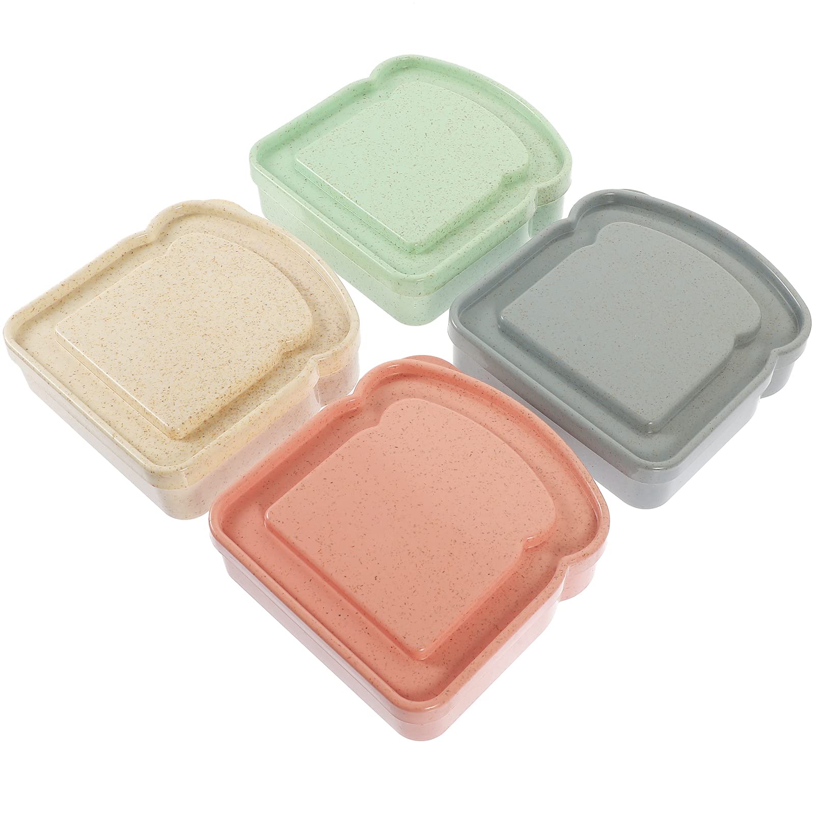 Kichvoe Sandwich Containers, Bread Storage Box Toast Shape Sandwich Box Food Storage Container Lunch Box, 5.1 * 4.8 * 1.5'',4Packs