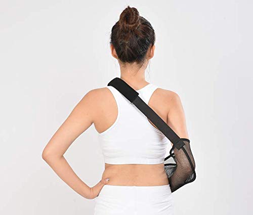 First aid OEM factory Breathable Mesh Arm Sling Medical Shoulder Immobilizer Rotator Cuff Wrist Forearm Support Brace Strap Lightweight Simple Black for Broken&Fractured Arm (free size)