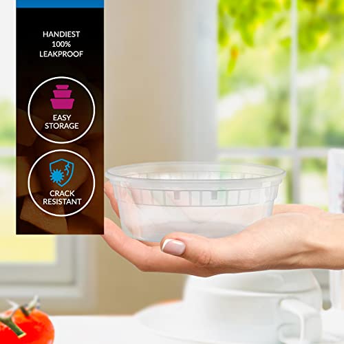 PAMI Deli Plastic Containers With Lids [48-Pack, 8oz] - Small Food Containers For Sauces, Salsas, Dips - BPA-Free, Microwave & Freezer Safe Food Storage Pots- Clear Meal Prep Condiment Containers