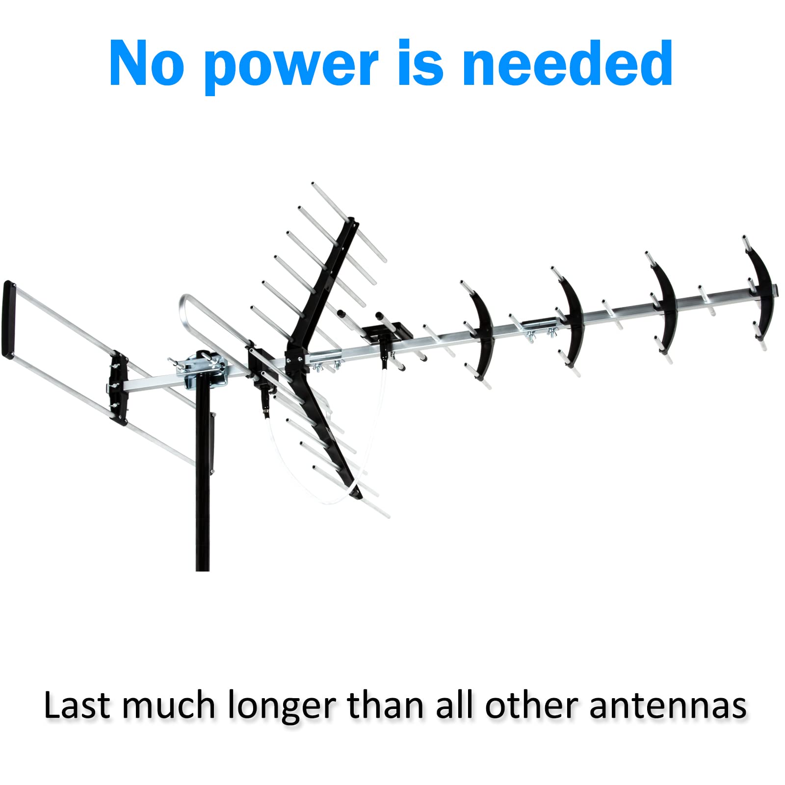 Five Star Outdoor HDTV Antenna up to 200 Mile Long Range, Attic or Roof Mount TV Antenna, Long Range Digital OTA Antenna,ATSC 3.0 Ready for 4K 1080P VHF UHF with Mounting Pole