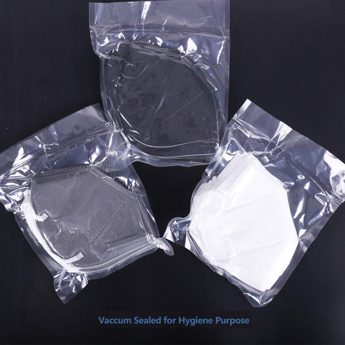 WesGen 60Pcs KN95 Face Mask,5 Layers Cup Dust Mask with Elastic Earloop and Nose Bridge Clip,Vacuum Packing