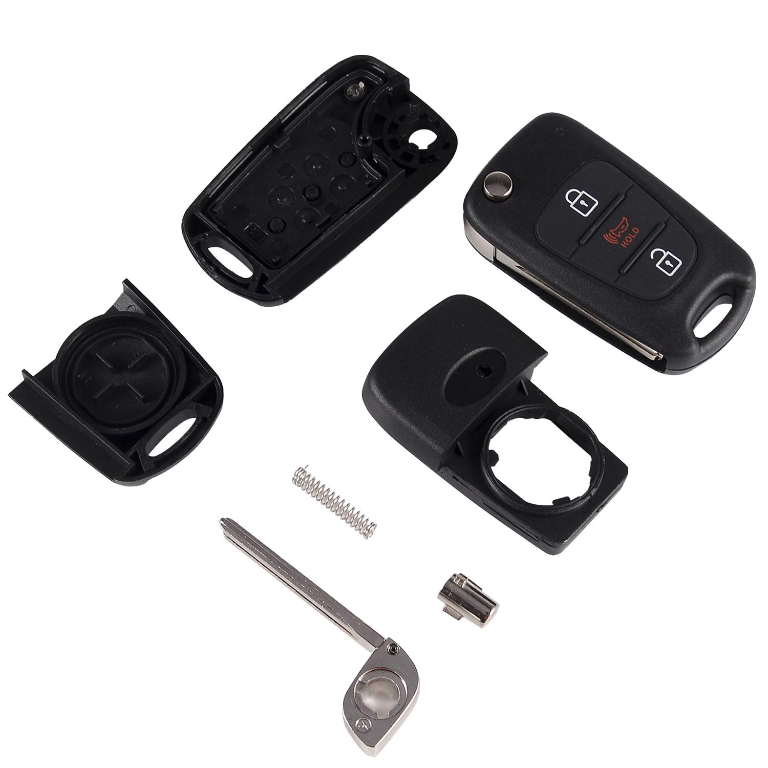 FEBRYTOLD 2 Pcs Remote Key Shell for Kia, 3 Buttons Flip Key Fob Remote Shell with Blade for 2012-2014 Kia Rio 2010-2013 Kia Soul and 1 Pcs Screwdriver (Only Key Shell)