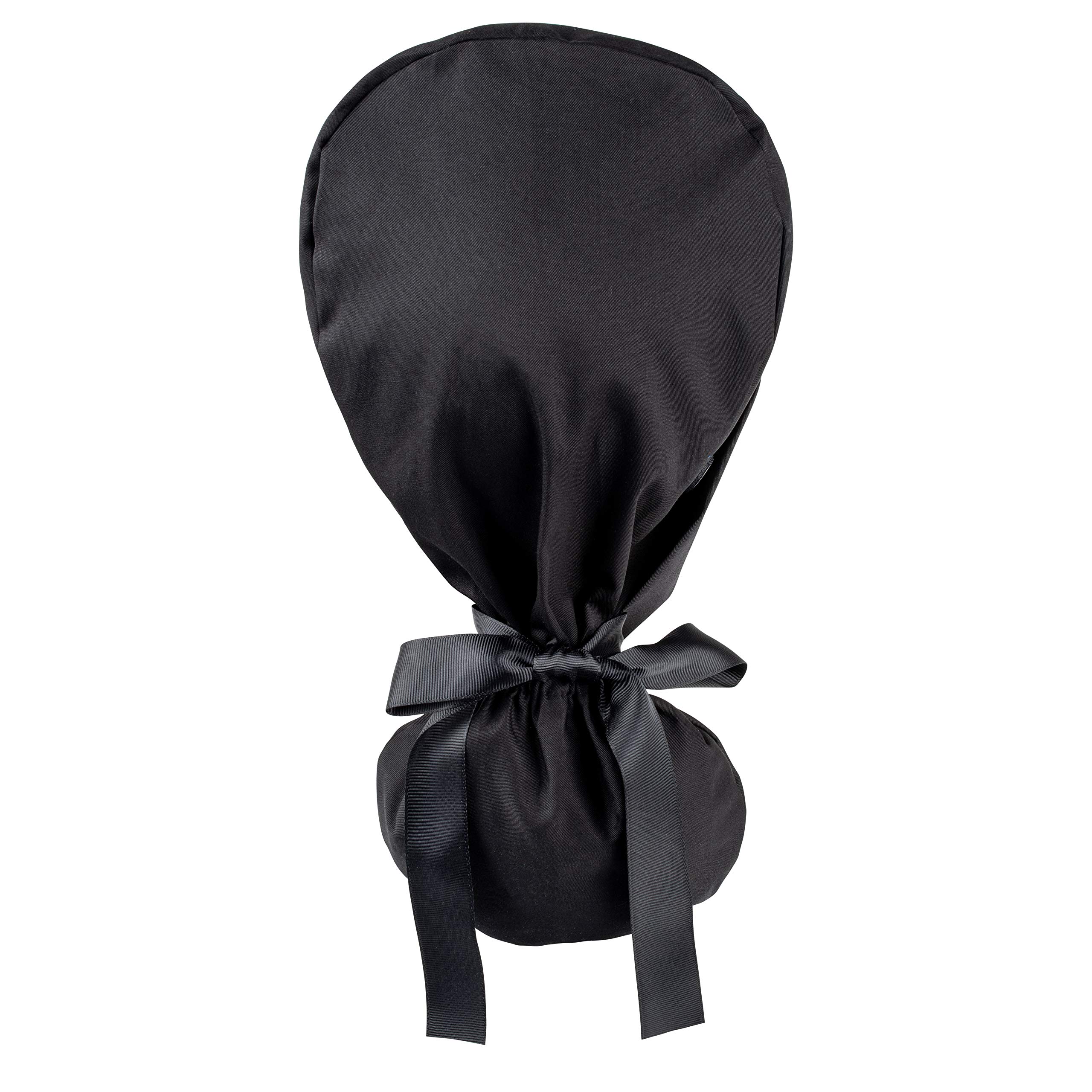 First Lifesaver Working Cap with Buttons and Ribbon Tie for Women, Long Hair, Black N Black