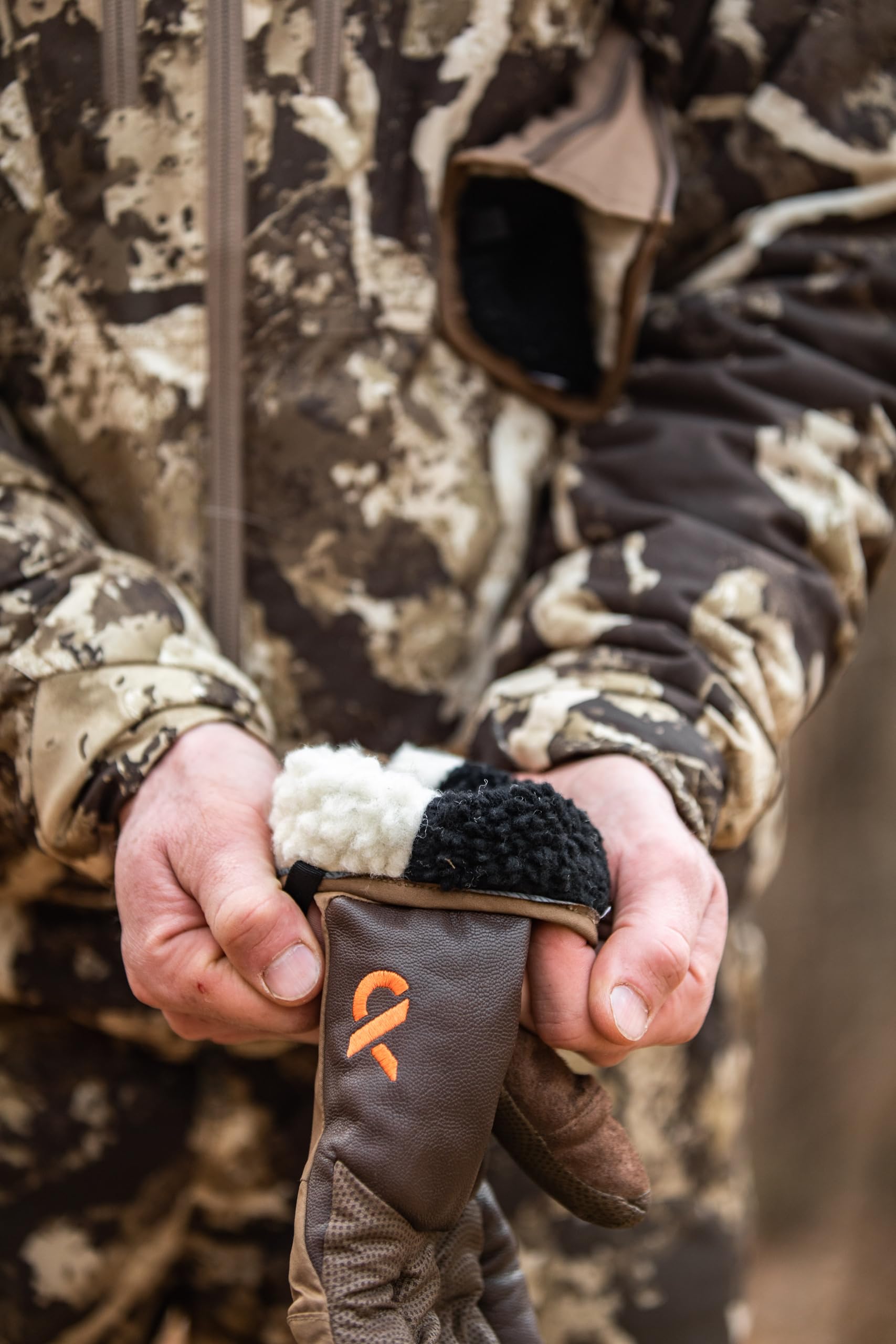 First Lite Alpine Cold Weather Glove - Wool Insulated Waterproof Camo Hunting Gloves - First Lite Cipher - Small