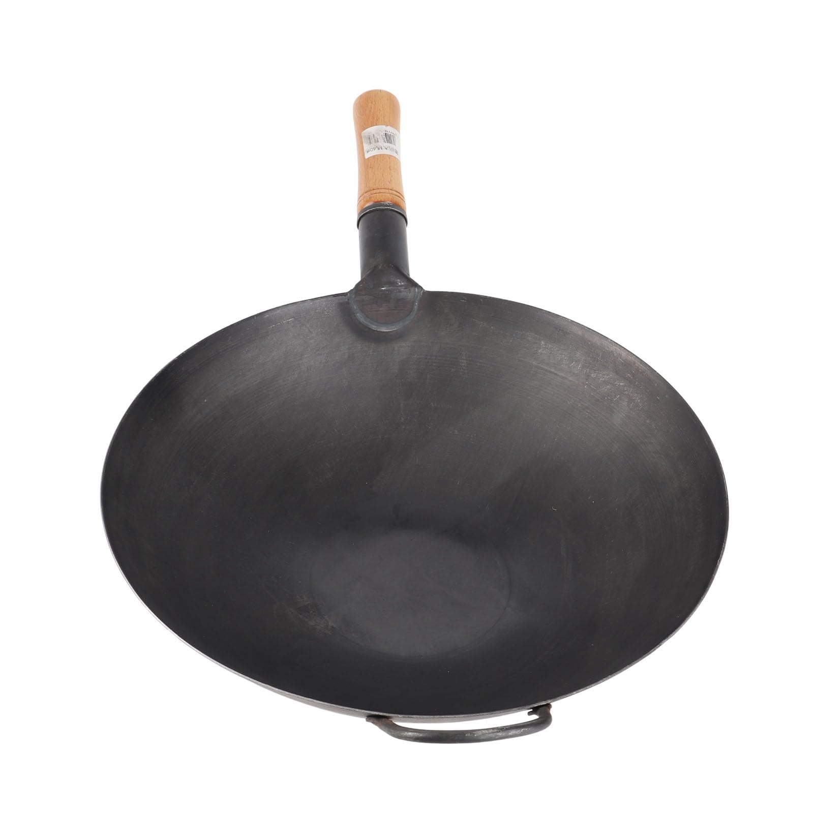 UNIQUEFAITH Frying Wok with Single Handle No Chemical Coated Nonstick Stir Fry Pan Hand Hammered Iron Wok (40 cm)