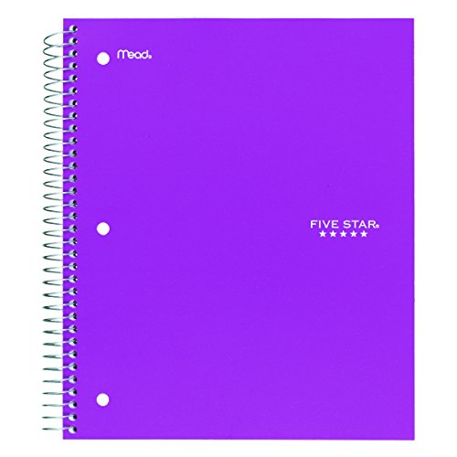 Five Star 06210 Wirebound 3-Subject Notebook, College Rule, 11 x 8 1/2, 150 Sheets, Assorted