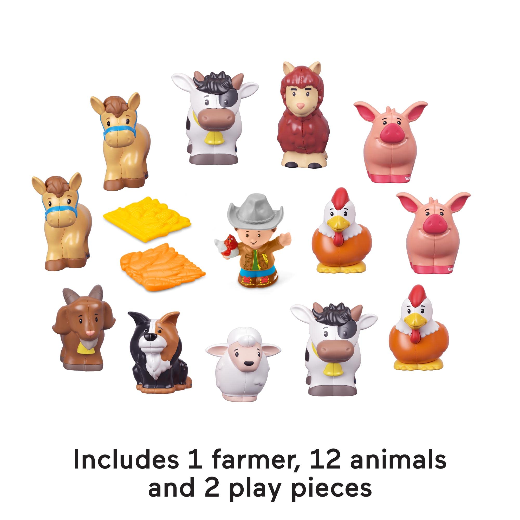 Fisher-Price Little People Caring for Animals Farm Bundle, Electronic Smart Stages playset and Animals Figure Set for Toddlers Ages 1 and u