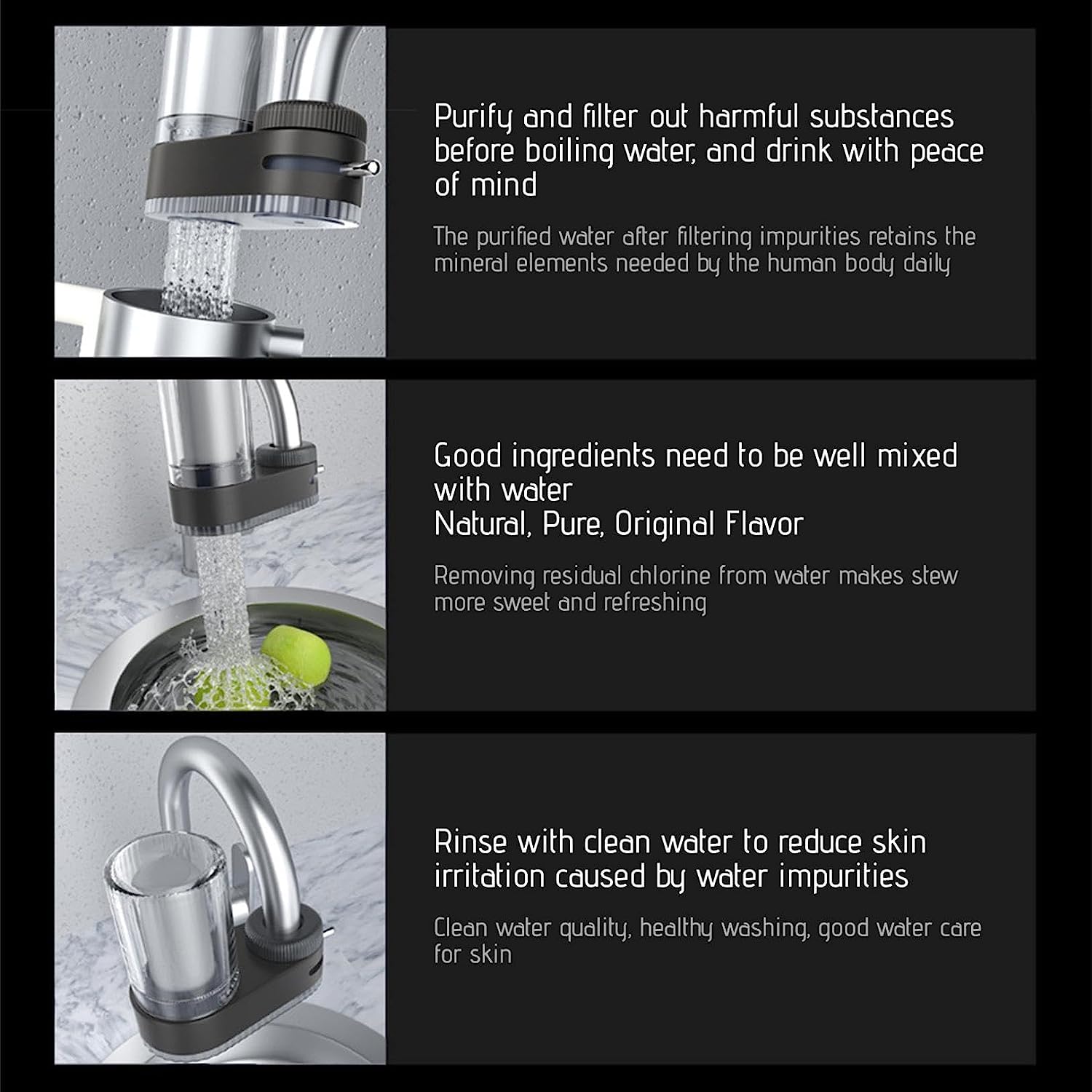 Faucet Water Filter - Home Water Filter System, Sink Drip Water Filter, Stainless Steel Faucet Water Filter - Tap Water Filter, Multi-Layer Re-Filtration