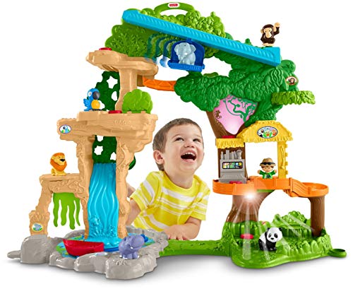 Fisher-Price Little People Toddler Playset Share & Care Safari 2-Ft Tall Toy with Lights Sounds & 7 Figures for Ages 1+ years