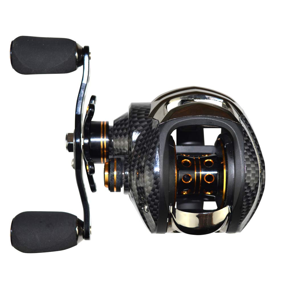 FISHDROPS Baitcasting Reels, 17+1BB Magnetic/Centrifugal Brake Systems Baitcaster Reel, High-Speed Gear Ratio 7.0 Ultra Smooth Low Profile Baitcast Fishing Reel