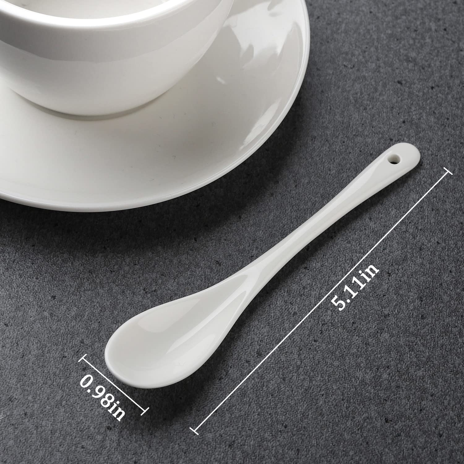 Ice Cream Spoons Ceramic Dessert Spoon Set of 4 Teaspoons Espresso Spoon Porcelain Spoons for Coffee Tea Yogurt Desserts Egg (4)
