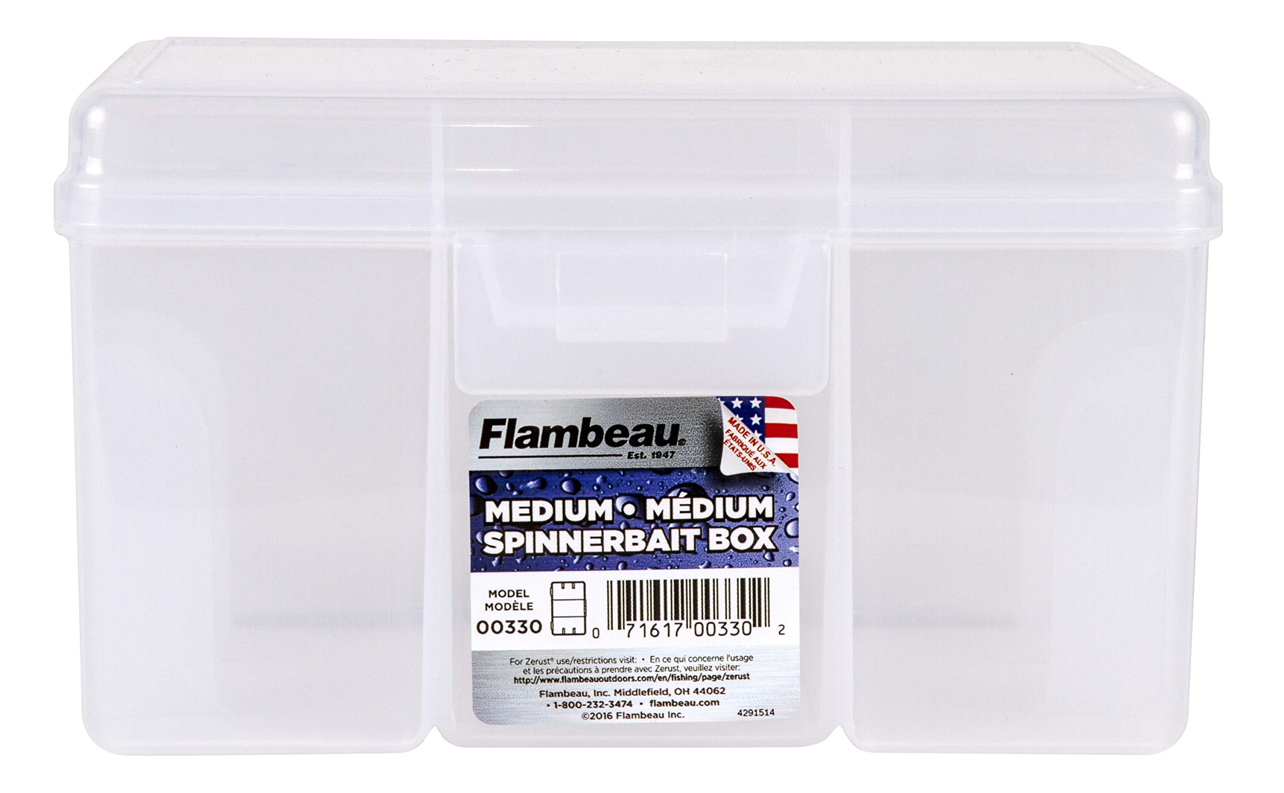 Flambeau Outdoors 00330 Medium Spinnerbait Box, Fishing Bait and Lure Organizer, Clear