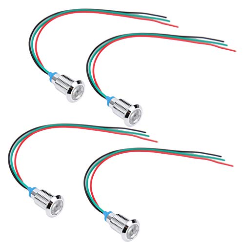 LED Pilot Indicator, LED Pilot Light Bulbs Lamp IP66 6mm LED Lamp with Wire Pilot Dash Directional Car Truck Boat with Wire LED Indicator Light(Red Green)