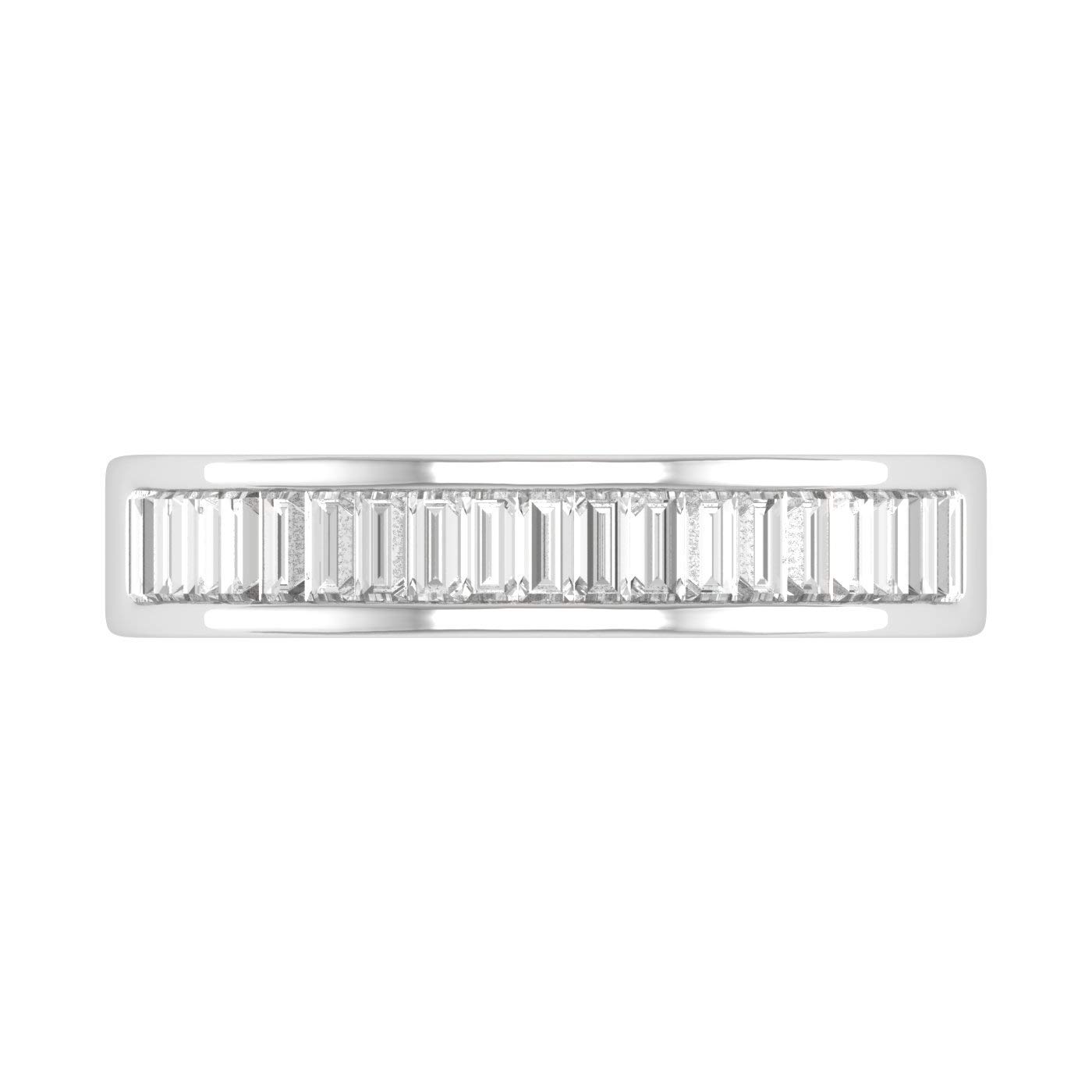 FINEROCK 1/2 Carat Channel Set Baguette Shape Diamond Wedding Band Ring in 14K White Gold - IGI Certified (Ring Size 6.75)