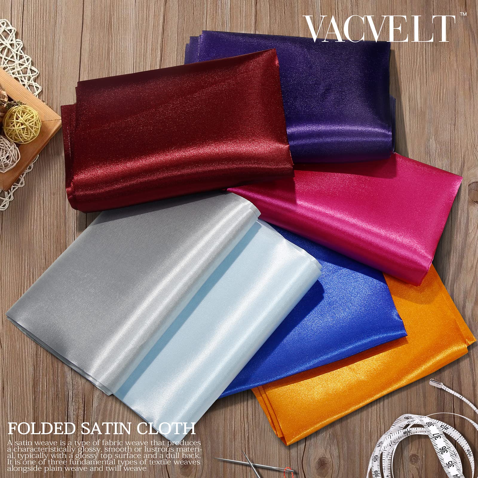 VACVELT Satin Fabric by The Yard, 60 Inch Wide Rose Gold Satin Fabric Shiny & Soft Cloth Fabric, Silky Satin Fabric for Bridal Dress, Wedding Decorations, Crafts, Sewing, Draping (2 Yards)
