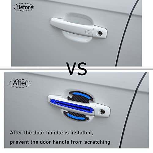 Ruibapa 8PCS Car Door Handle Universal Carbon Fiber Texture Scratch Prevention Protective Film (Blue)