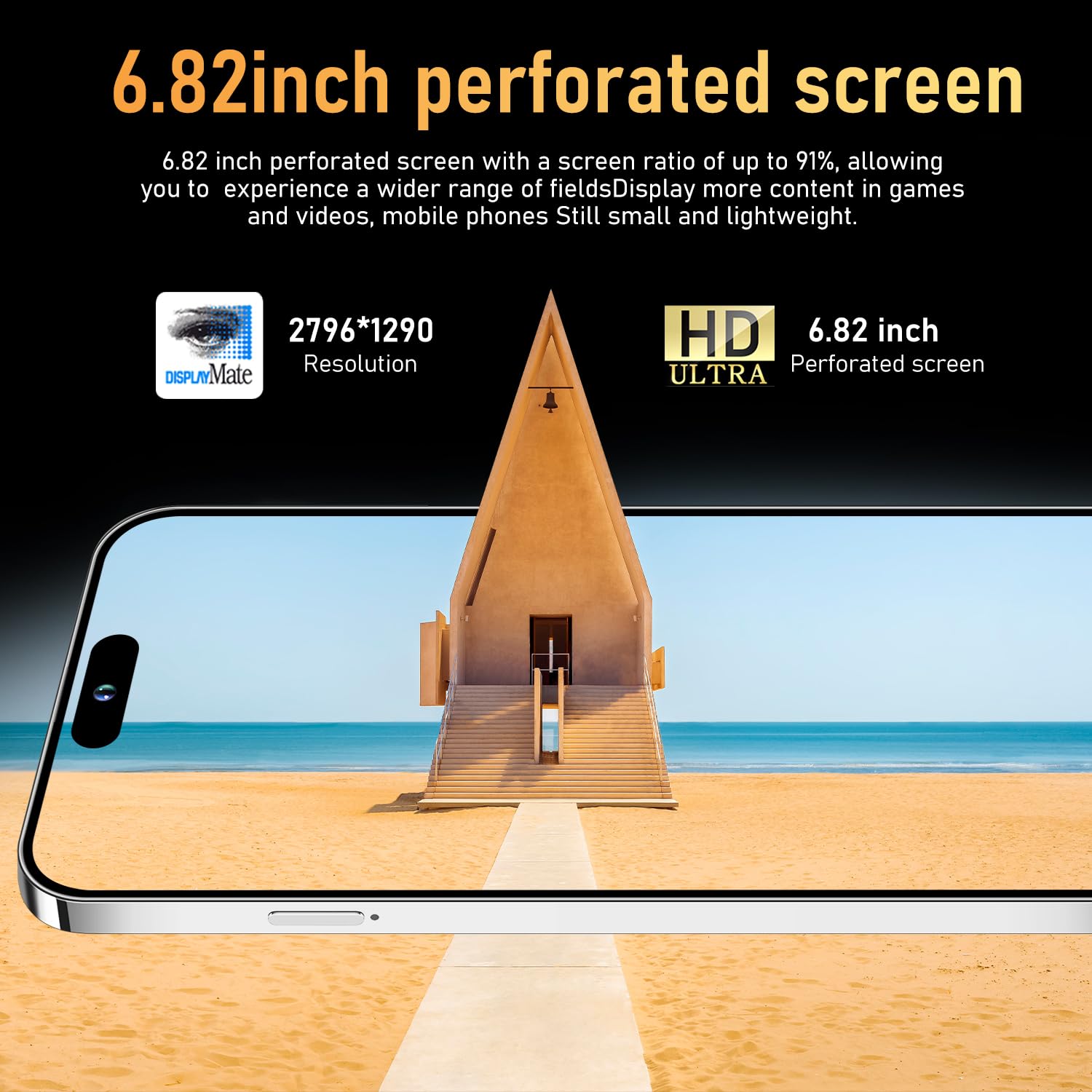 ExAchat A14 5G Unlocked Cell Phones, 6GB + 256GB, 8-Core, 6.82" HD Display Smartphone, Android 13.0, 6000 mAh,64MP + 24MP, Android Phones That Support Face/Fingerprint Recognition-White