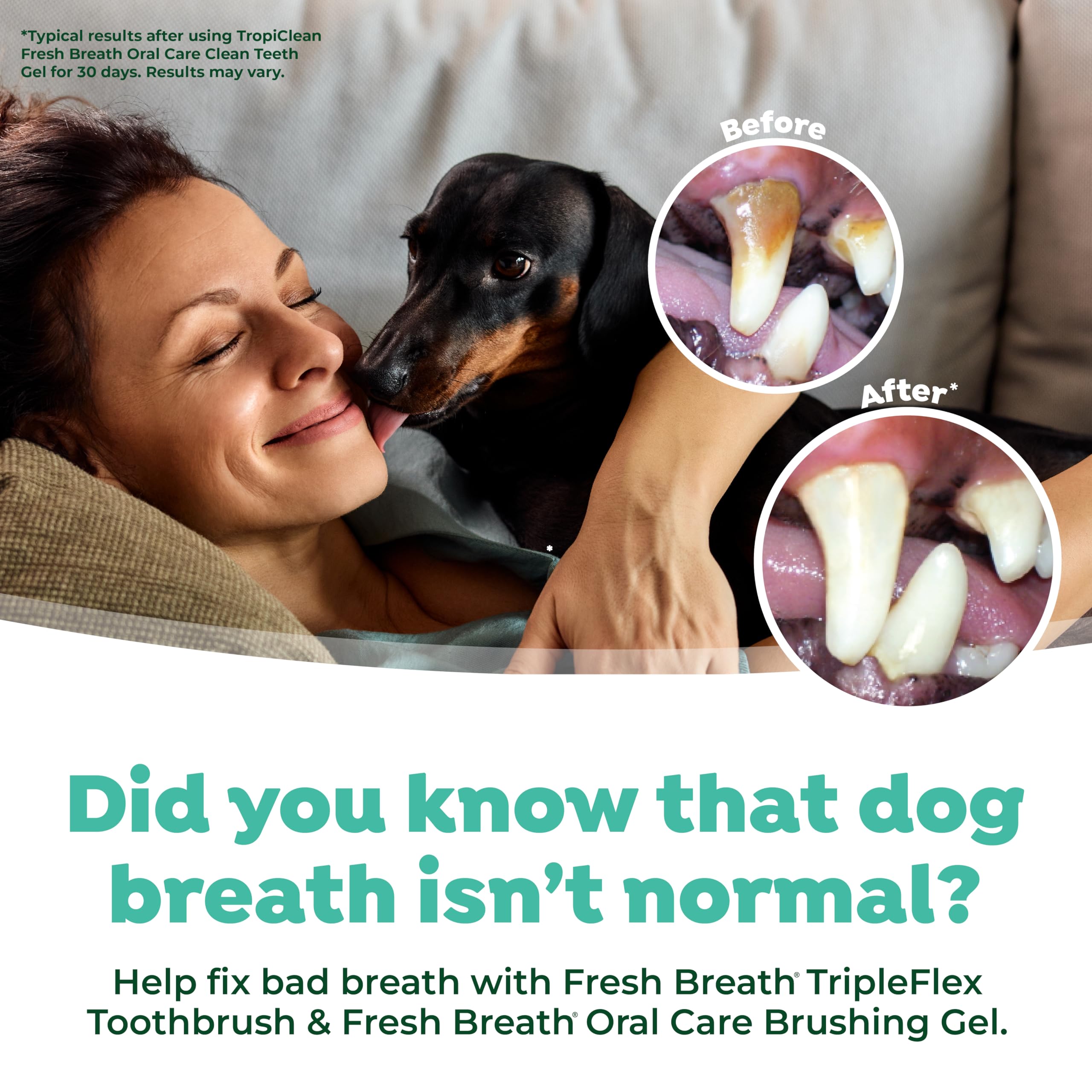 TropiClean Fresh Breath TripleFlex Toothbrush for Small & Medium Dogs | 360-Degree Dog Dental Cleaning | Dog Toothbrush for Small & Medium Breeds