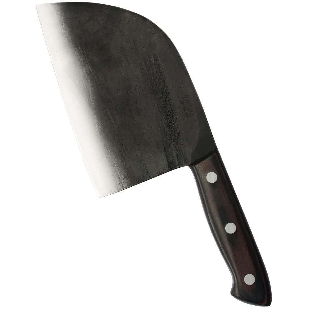 Meat Cleaver, Handmade Butcher Knife High Carbon Japanese Kitchen Poultry Bone Cutting Full Tang Wood Handle Serbian Handmade Knives
