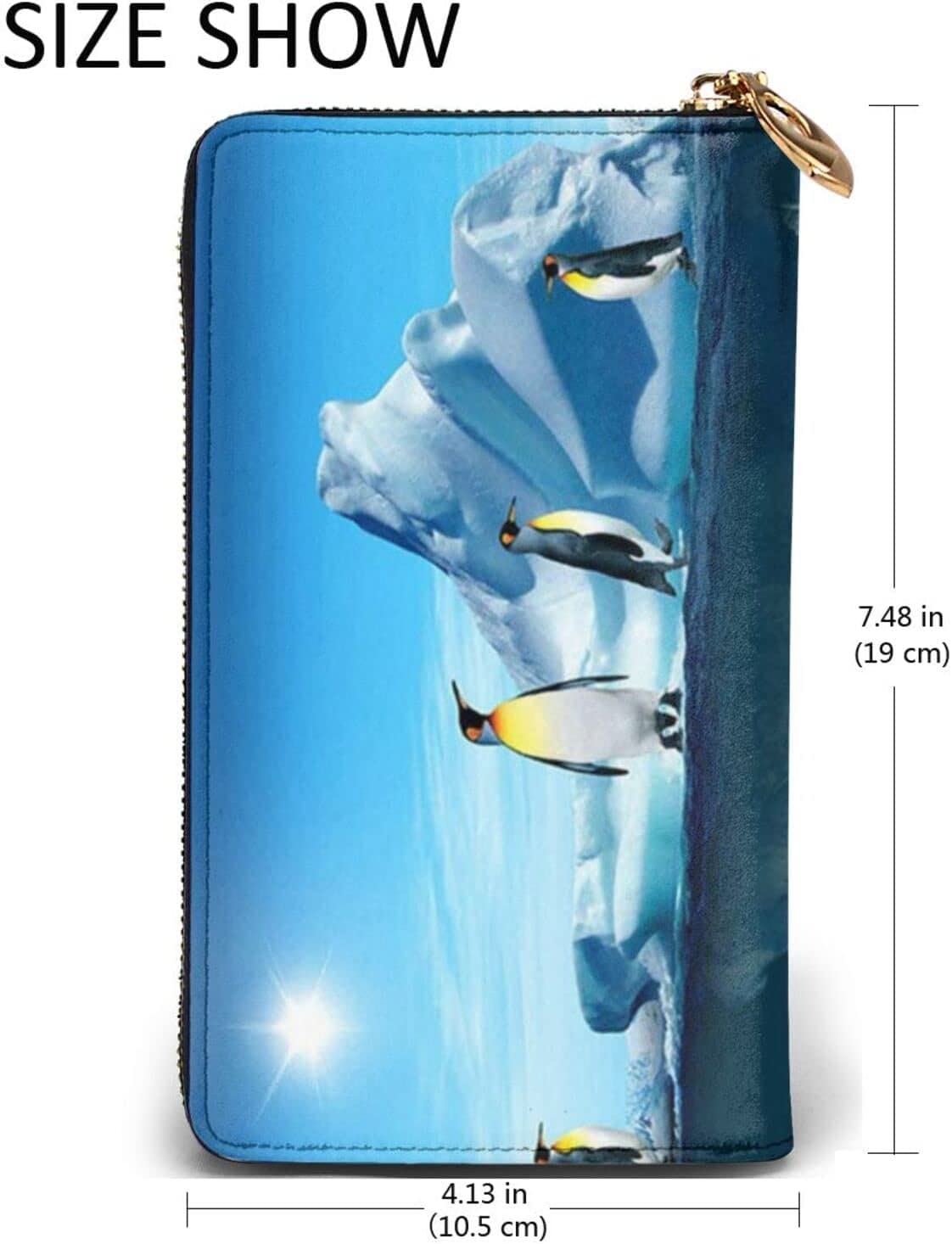 Penguin Inverted Blue Leather Wallet Long Clutch Purse Fashion Wristlet Handbag