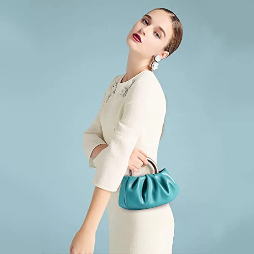 Milan Chiva Clutch Purses for Women Small Handbags Dumpling Mini Cloud Bag with Wooden Handle MC-1007TQ