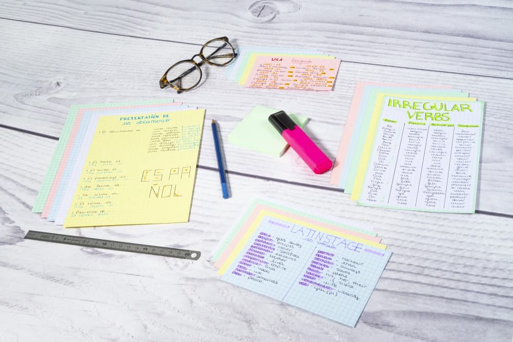 Exacompta - Ref 13219E - Bristol Squared Record Cards (Pack of 100) - A6 in Size, 205gsm Card, Compatible with Printers - Suitable for Exam Revision & Notes - Blue
