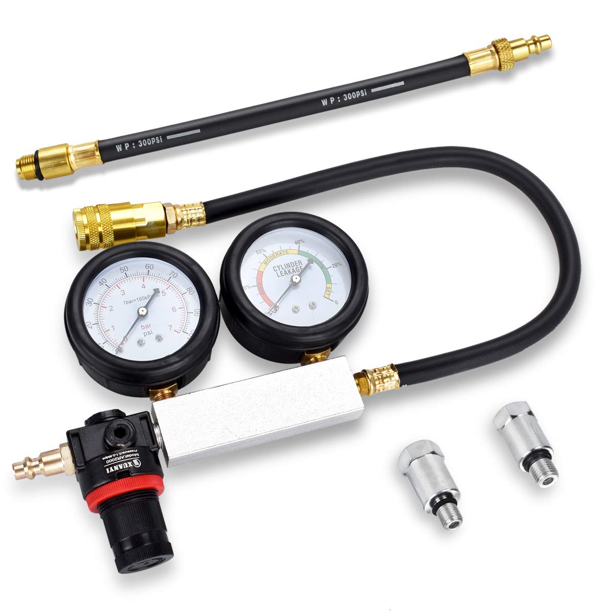 FAERSI Cylinder Leak Detector - Engine Compression Diagnosis Tester Kit - Cylinder Leakage Pressure Detector Test Set for Piston Ring, Valve, Head Gasket