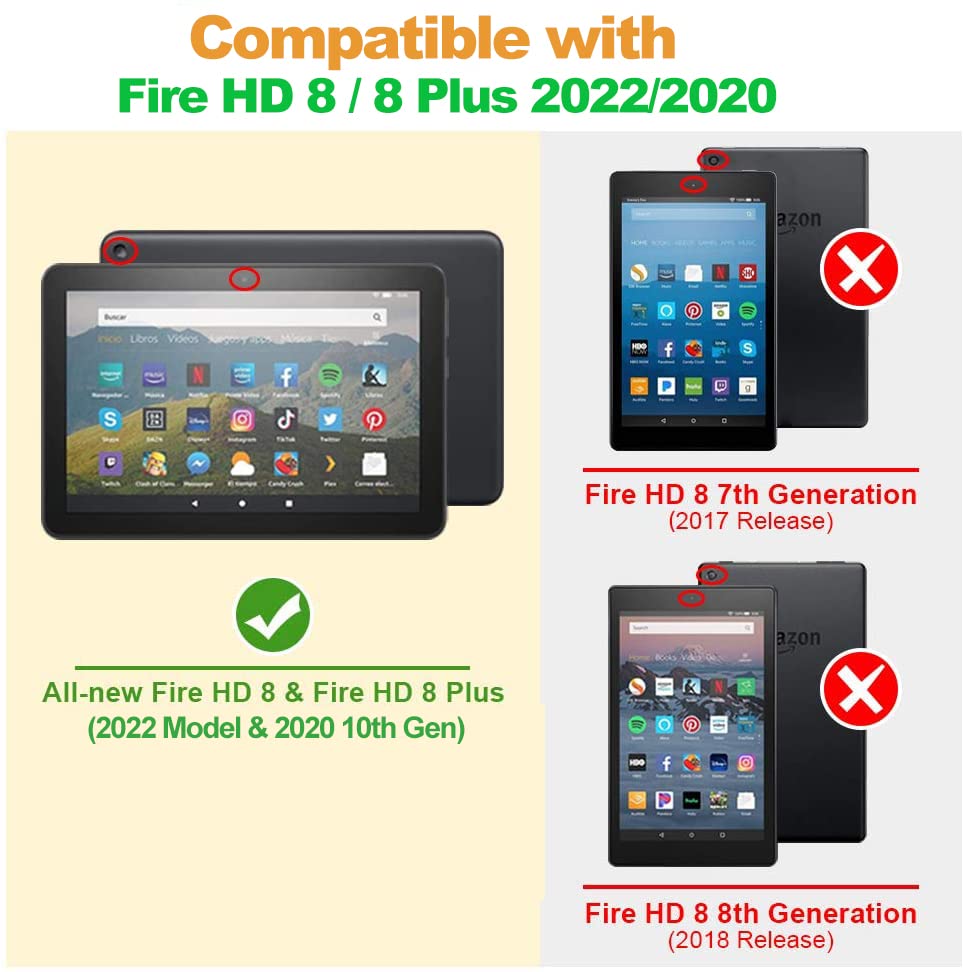 Fire 8 Tablet Case for Kids, YIHE Case for Amazon Fire 8/HD 8/8 Plus Kids Pro (2022 Model & 10th Generation-2020), Shockproof Kidproof Protective Case with Handle Stand for Fire 8 inch, Blue
