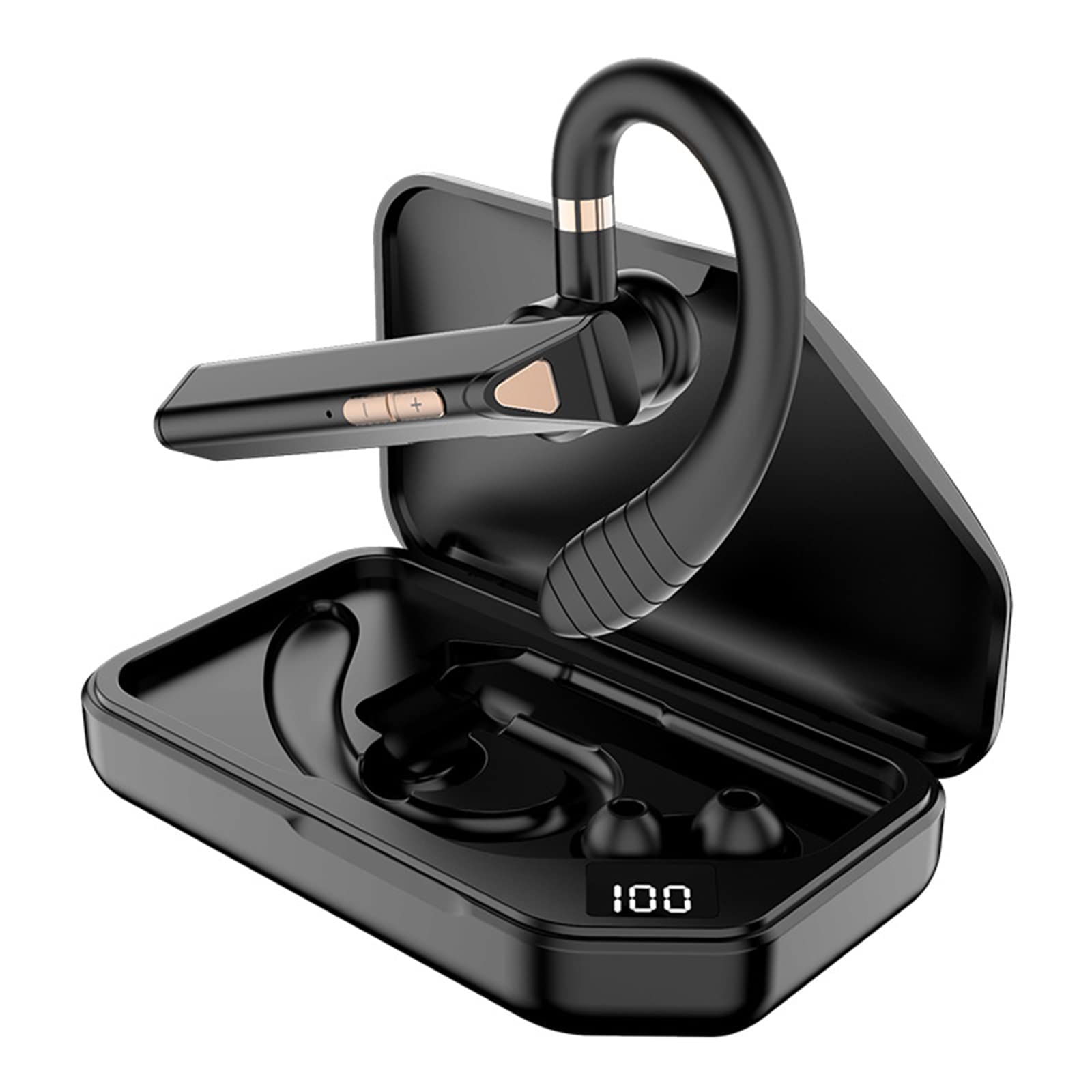 MUSERAY K3 Bluetooth Headset V5.1, [Upgraded] Single-Ear Bluetooth Earpiece 108 Hrs Playtime with Charging Case, Ear Earphones with Noise Canceling Dual-Mic, for Business,Office and Driving,