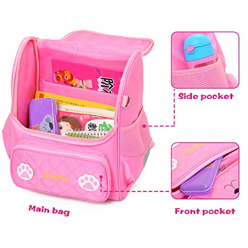 Proboths Cute Cat Face Girl's Bowknot School Backpack Kid's Bookbag Gift for Elementary Primary Student Pink