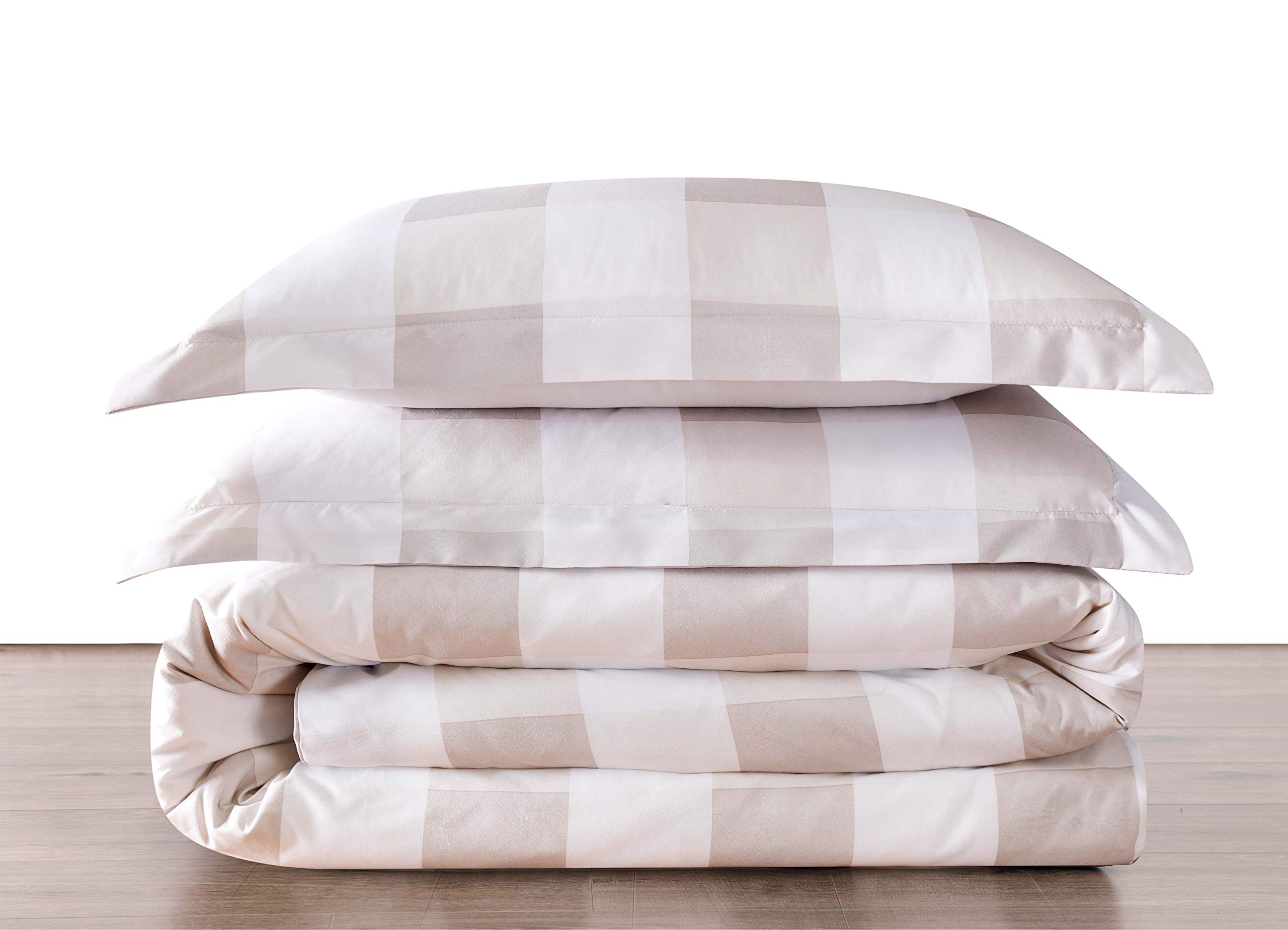 Truly Soft Everyday - King Duvet + Sham Set - Buffalo Plaid Collection - Khaki (DCS2093KHKG-00)