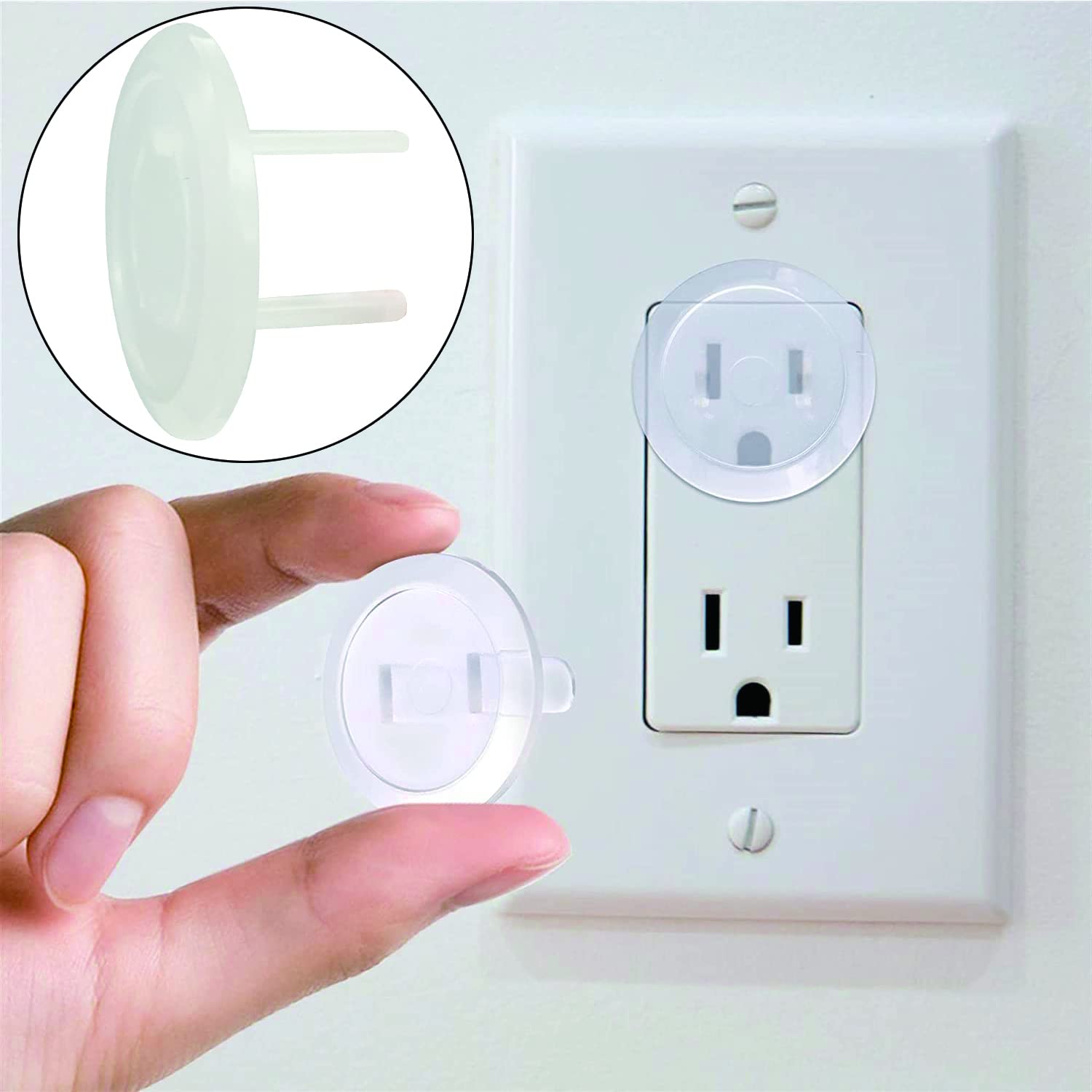 LYMGS 2-Pin Outlet Plug Covers Set, Round Electrical Insulation Clear Plastic Plug Protector for Home Baby Child Proof Safety Caps, Translucent 8 Pack