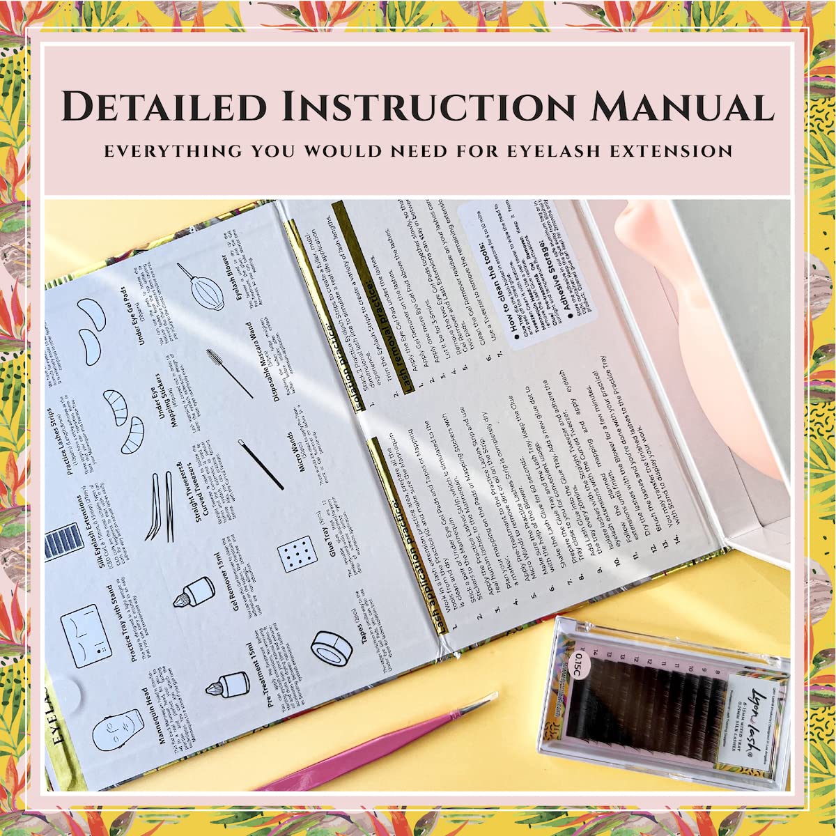 Lyon Lash Eyelash Extension Kit - Professional Individual & Beginner Supplies with Mannequin, Glue, Remover, Pretreatment - Perfect Lashes & Lash Practice Kit