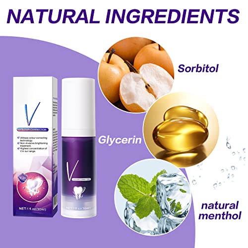 Purple Toothpaste for Teeth Whitening,Tooth Stain Removal,Teeth Whitening Purple Toothpaste, Colour Correcting, Colour Corrector, Tooth Colour Corrector,30ml,2 Pcs