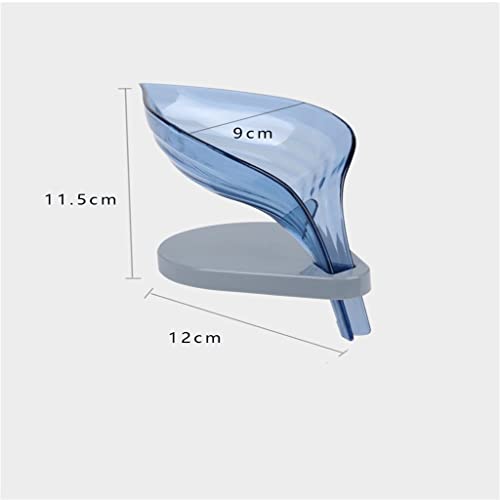 HALOU Leaf Shape Soap Box Bathroom Soap Holder Dish Storage Plate Tray Bathroom Soap Holder Case Kitchen Supplies Bathroom (Color : Blue, Size : 12 * 11.5 * 9CM)