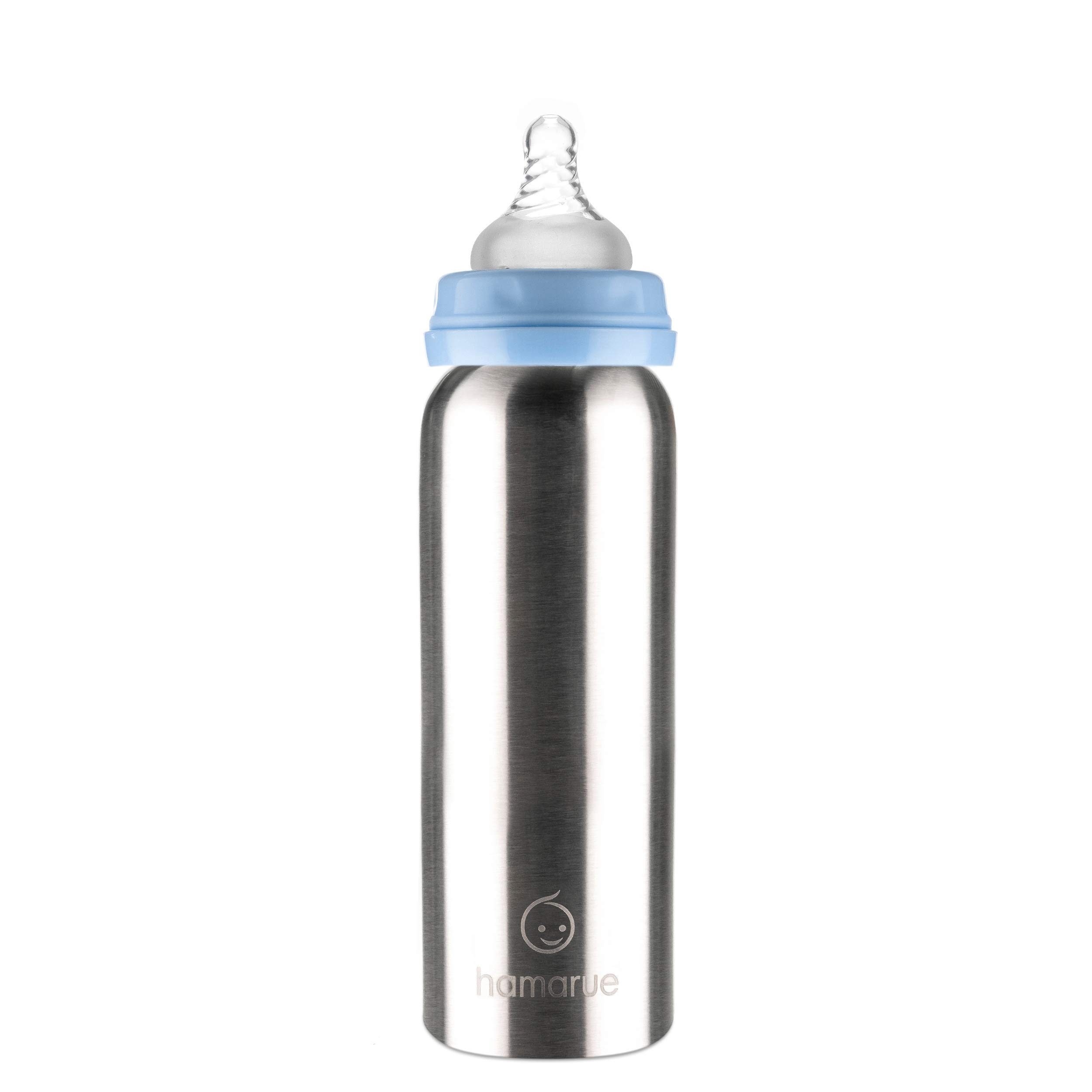 Hamarue 3-in-1 Stainless Steel Sippy Cups for Toddlers | Non-Toxic Insulated Stainless Steel Baby Bottle | Straw Cup With Removeable Handles | Plastic Free Liquid Transfer (8 oz, Bluel)