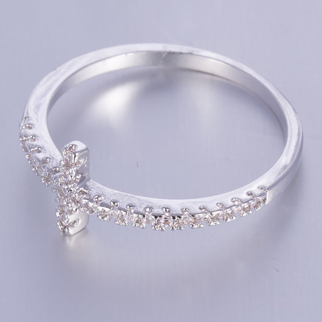 Fashion Women White Sapphire 925 Sterling Silver Cross Ring Wedding Jewelry New (6)
