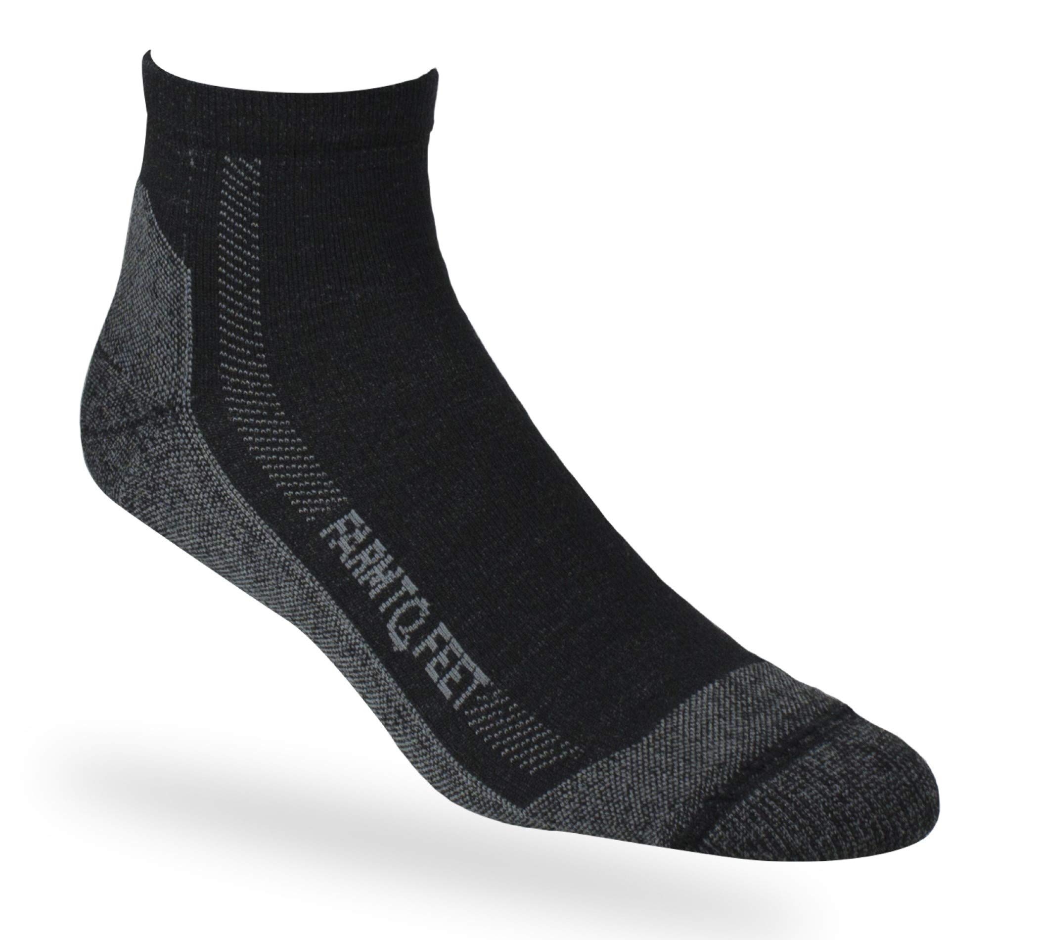 Farm to Feet Unisex Denver Lightweight 1/4 Crew Socks (Black, Medium)