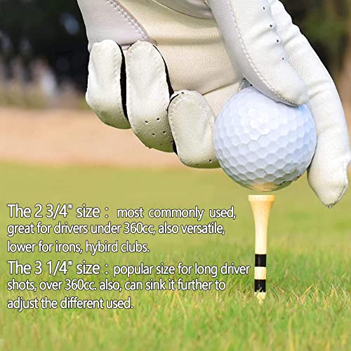 FINGER TEN Golf Tees Wood 3 1/4 Inch 120 Count, Durable Biodegradable Wooden Bamboo Tee 83mm (Wood&Black, 3 1/4 Inch(120 Pack))