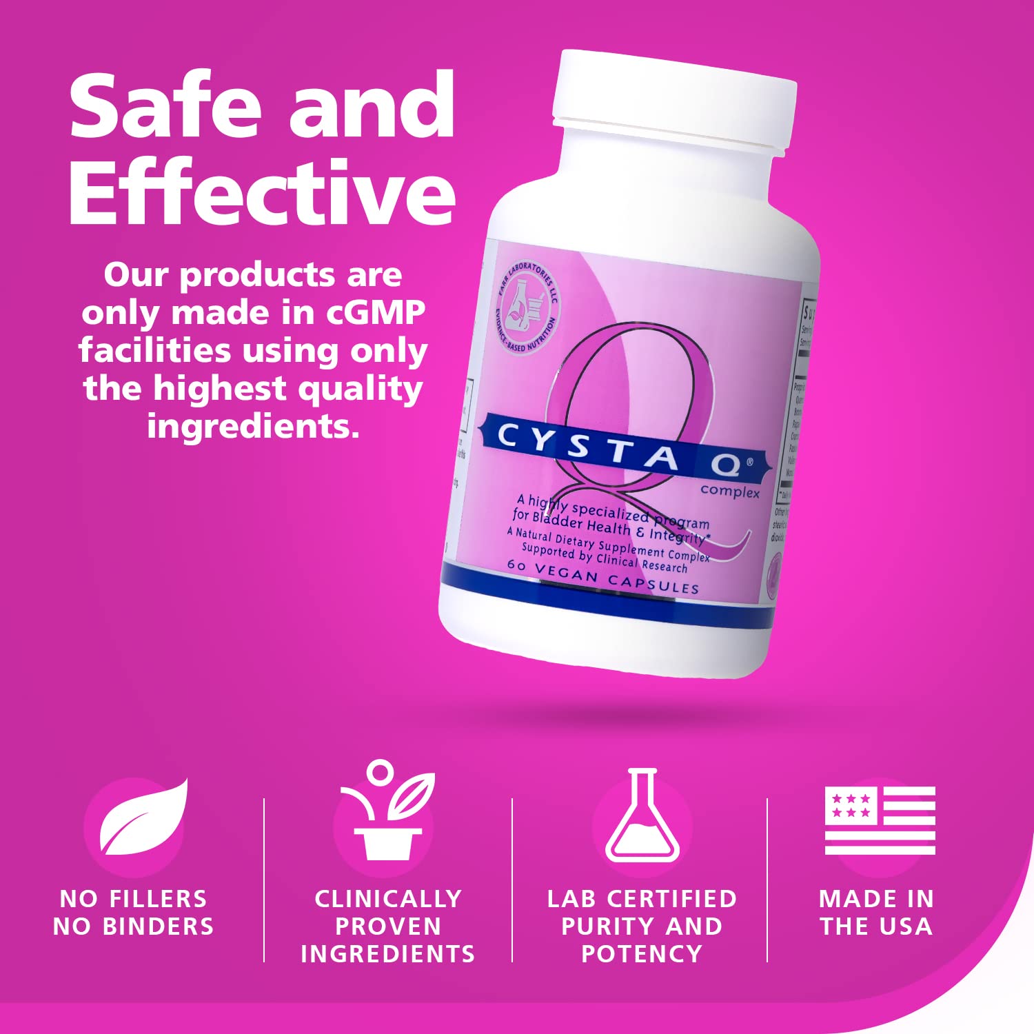 Farr Laboratories Cysta-Q Maximum Strength Interstitial Cystitis (IC) Relief and Bladder Discomfort - Urinary Urgency and Frequency β 60 capsules