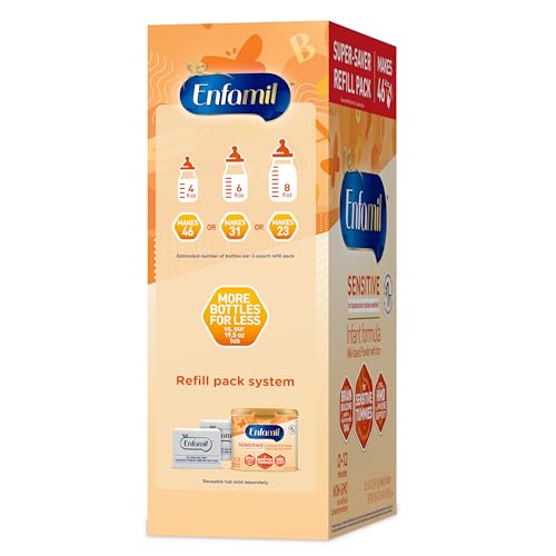 Enfamil Sensitive Baby Formula with DHA, Iron & Prebiotics to help support Brain & Immune Support. Lactose Sensitivity Infant Formula Inspired by Breast Milk, Non-GMO, Powder Refill Box, 29.4 Oz