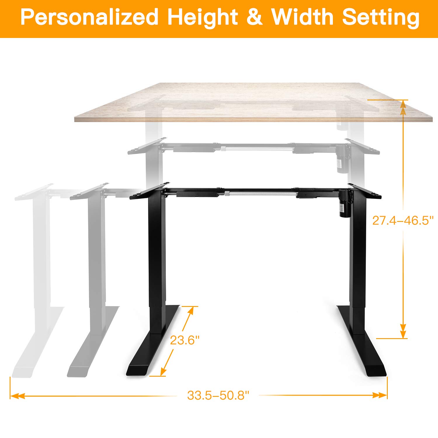ErGear Electric Stand Desk Frame - Adjustable Height Desk Legs Ergonomic Standing Desk Motor Motorized Workstation Base Black Table Frame Only