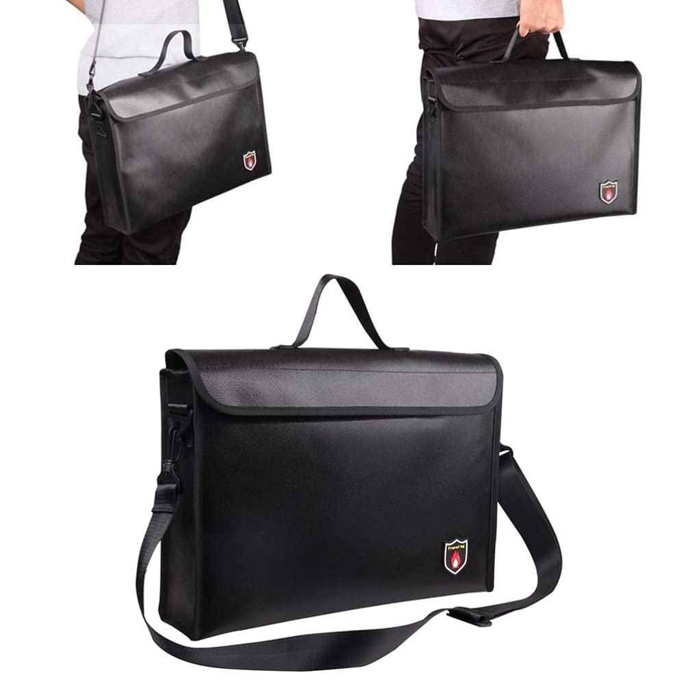 Fireproof Document Bag File Bag Office Travel File Money Organizer Bag for Important Documents Cash Notebook Passport Fireproof Money Bag