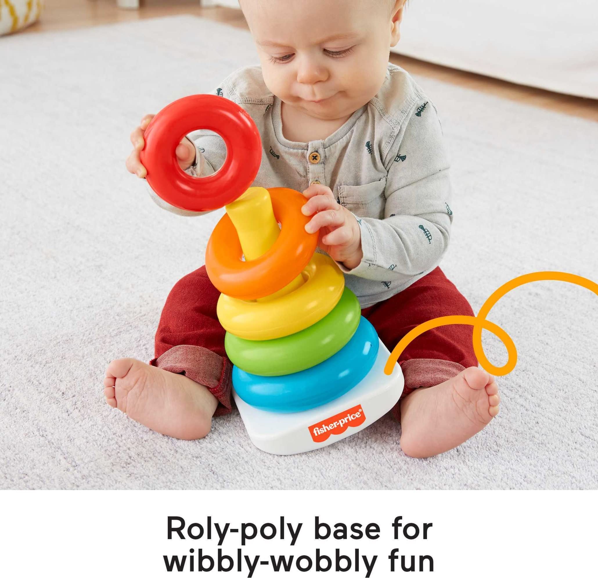 Fisher-Price Baby's First Blocks Navy Fawn and Rock-a-Stack Baby Toy