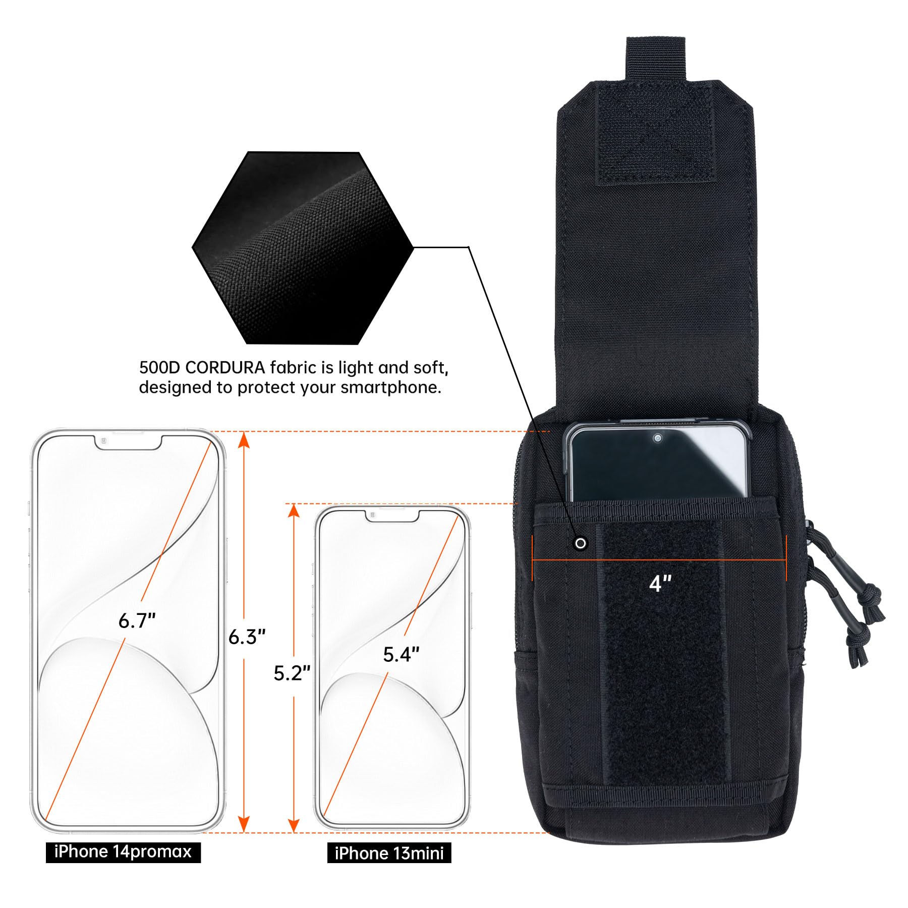 EXCELLENT ELITE SPANKER Tactical EDC Pouch Molle Utility Pouches Phone Holster Pouch Waist Bag Tool Pouch for Molle Accesssories(Black