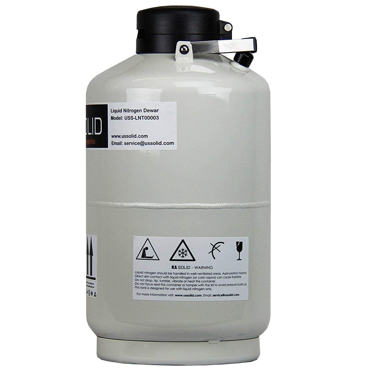 U.S.SOLID 10L Cryogenic Container Liquid Nitrogen LN2 Tank Dewar with Straps 6 Canisters