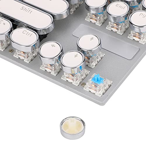 Mechanical Gaming Keyboard 87 Keys Blue Switches Mechanical Keyboard Waterproof for PC (White Electroplating Punk)